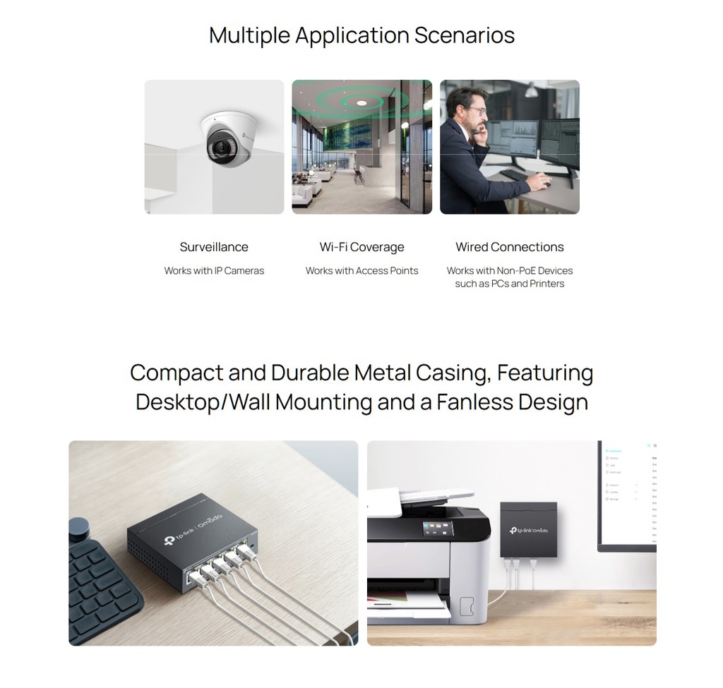 TP-Link ES205GP Omada 5-Port Gigabit Easy Managed Switch with 4-Port ...