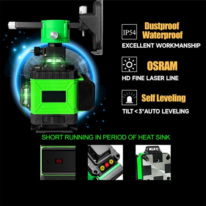 16 Line Laser Level For Construction Laser Level Tools 4D Green Light ...