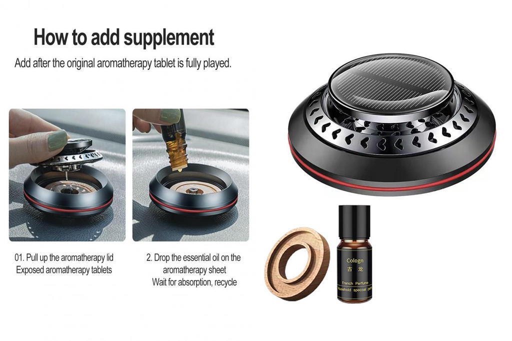 SOU_ Solar Powered Car Air Freshener Car Fragrance Diffuser Long ...