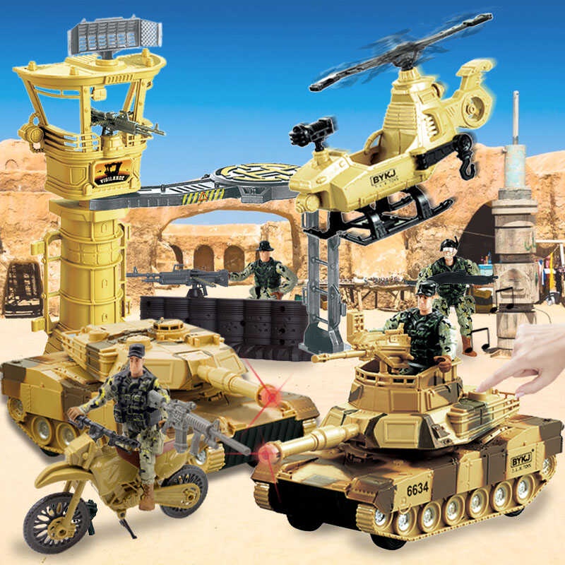 Ww2 Desert Military Toys Vehicles Soldiers Tank Sets Observation Tower ...