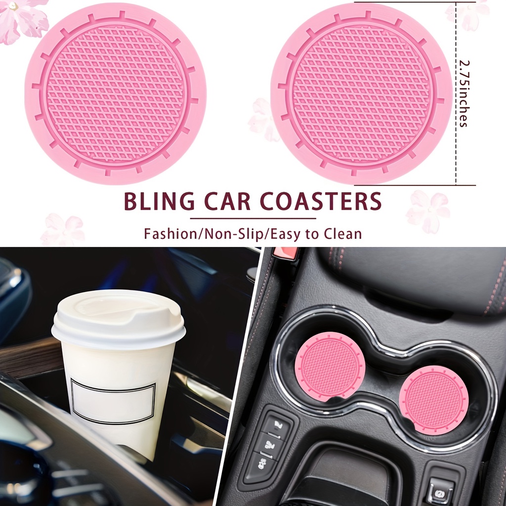 10 Pieces Barbie Pink Car Decoration for Women，Steering Wheel Cover+Car ...