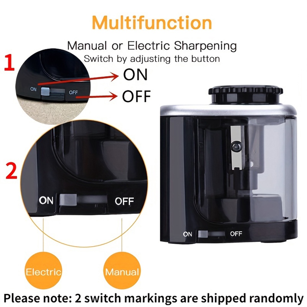 Automatic Electric Pencil Sharpener - Desktop Design for 6-8mm Pencils ...