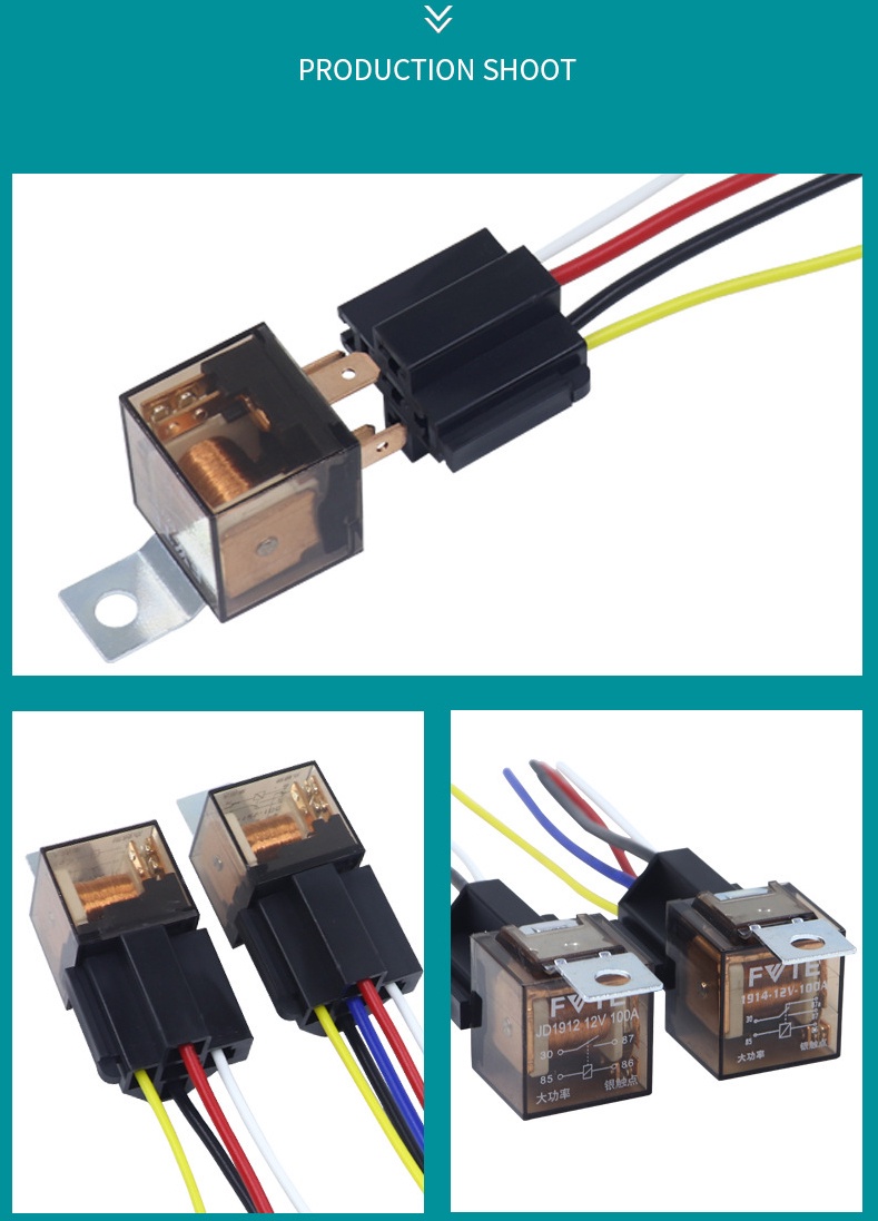 100A12V24V transparent shell dual contact relay with socket automotive ...