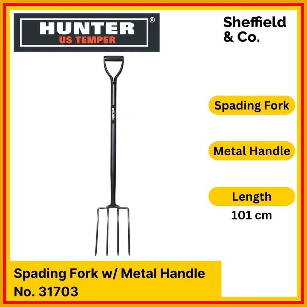 ♀ ⭐ HUNTER 4-Tine Spading Fork with Metal Handle, No. 31703 | Shopee Philippines