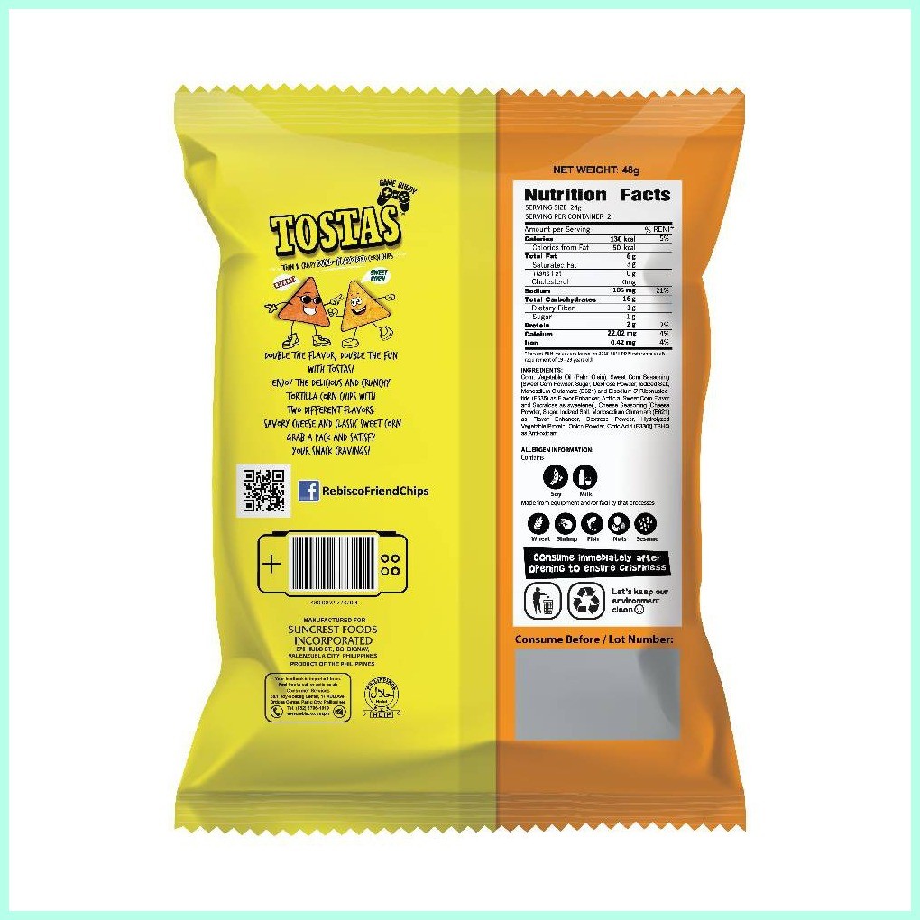Tostas Cheese & Sweet Corn Snack 48g (Set Of 4) | Shopee Philippines