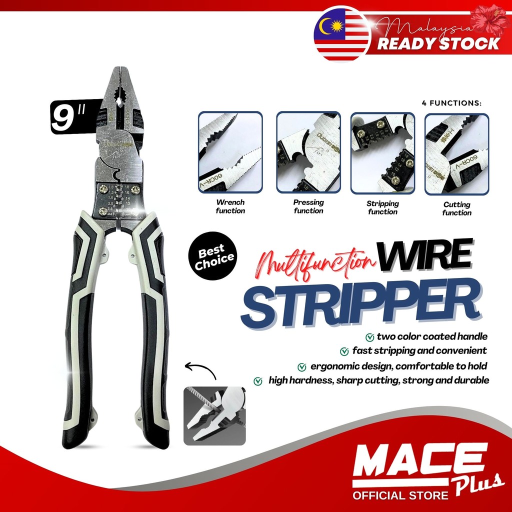 Multifunction Wire Stripper Plier 9 Inch Multifunction Tool For Wire ...