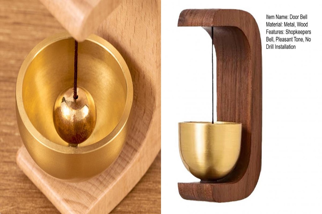 DU| Brass Bell Doorbell Solid Wood Door Chime Traditional Brass ...