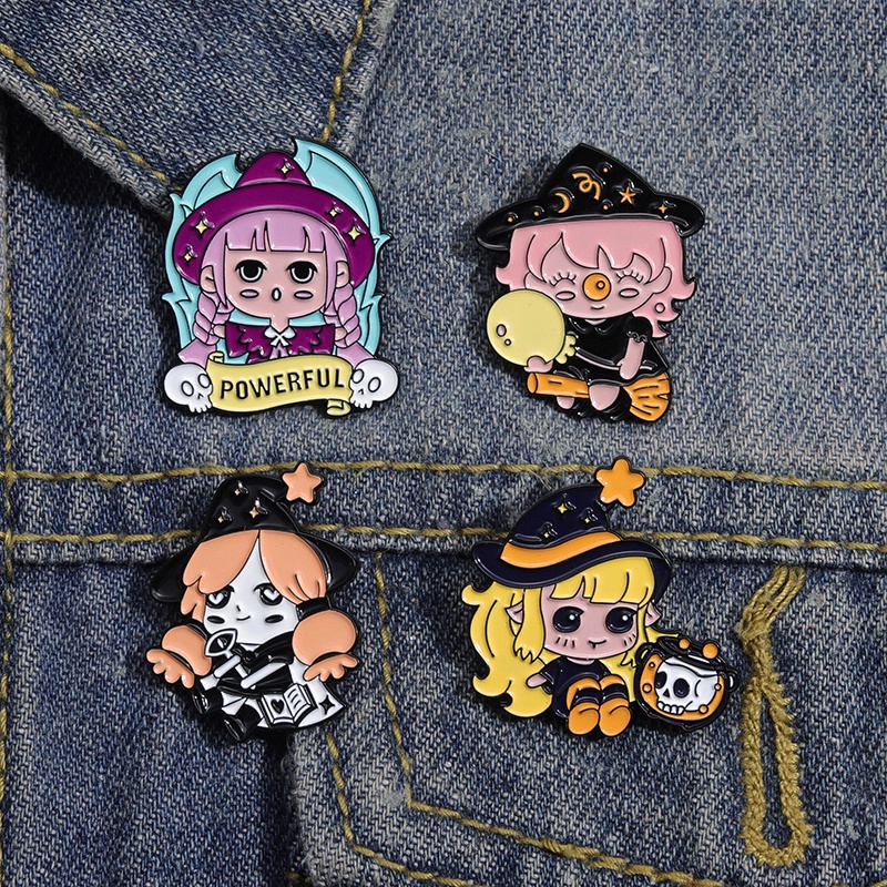 Cartoon Magic Little Princess Enamel Pins Magic Emblem Magic Hat Skull ...