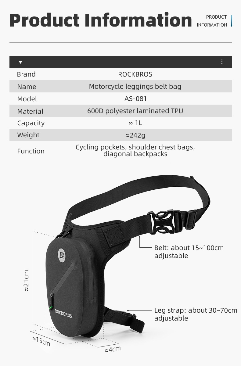 ROCKBROS Motorcycle Bag Multifunctional Waist Bag Leg Bag Tank Bag ...