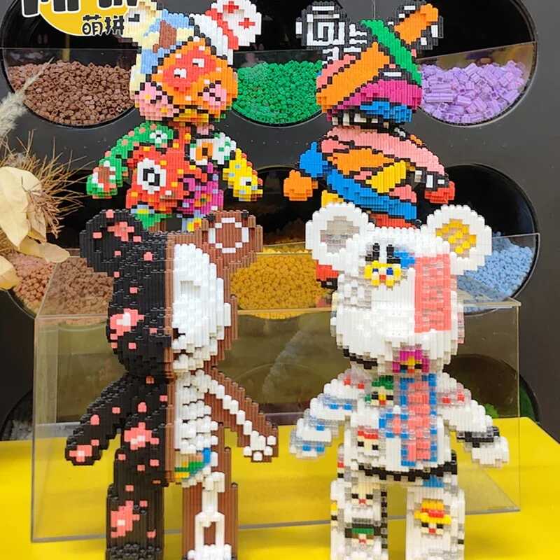 3D Bear Building Blocks Bearbrick Kawaii Model Micro Diamond Bricks ...