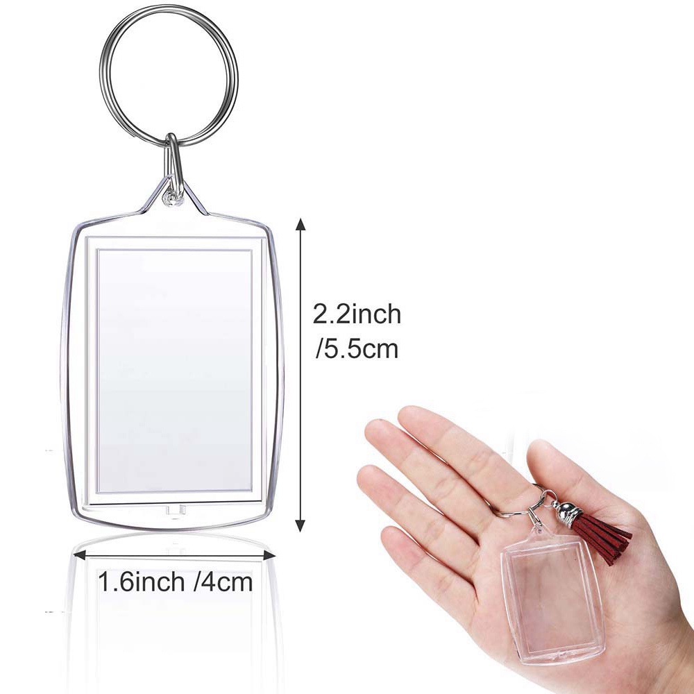 10pcs Keychain Acrylic Key Chain Key Ring Blank Keyrings Insert Photo ...