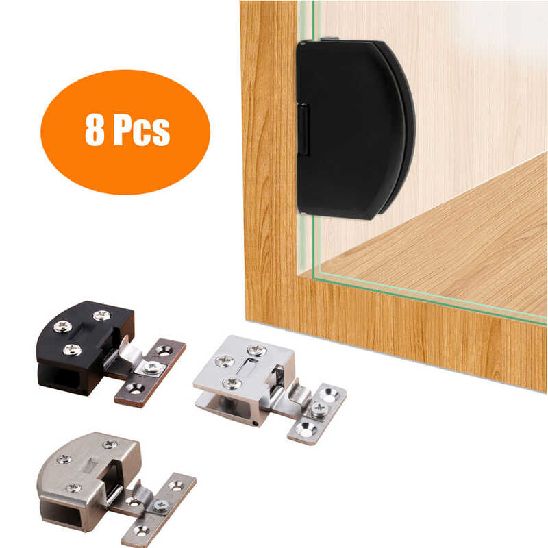 8 Pcs Free-Opening Hole Glass Cabinet Door Hinges Display Cabinet ...