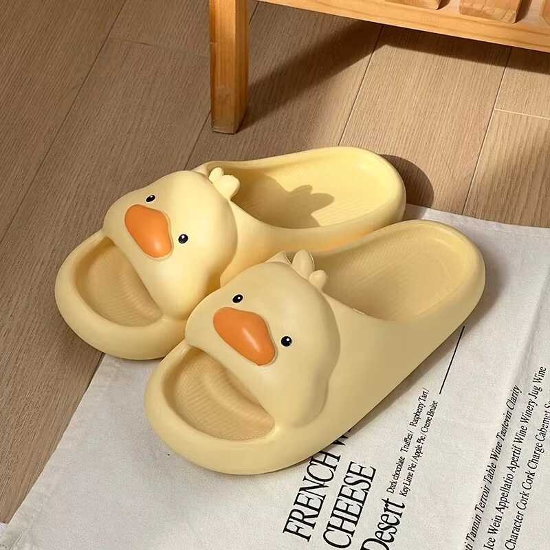 LY New Summer Women Slippers Men Cute 3D Cartoon Duck Fashion Outdoor ...