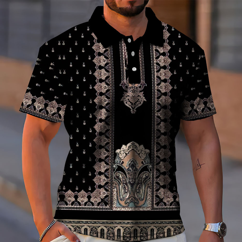 2025 New Retro Ethnic Style Red Polo Shirt Modern Barong Top ...