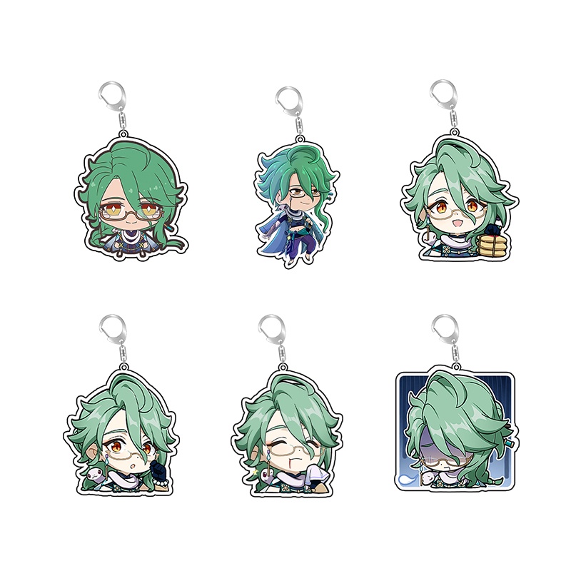 Cute Genshin Impact Acrylic Anime Key Chain Ring Aether Figure ...