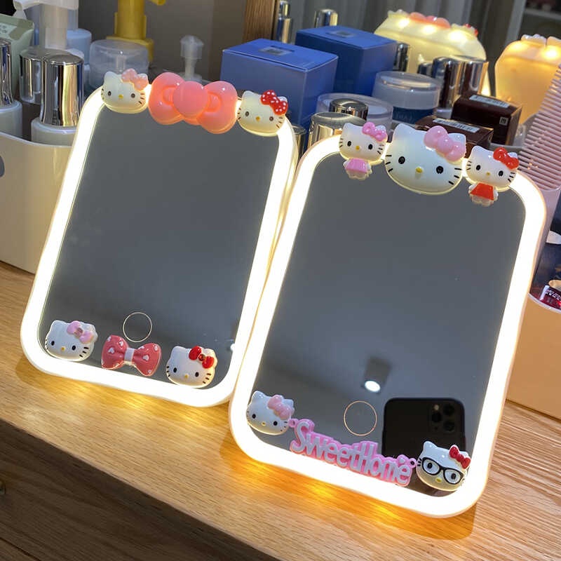 Kawaii Genuine Sanrio Led Makeup Hello Kitty Cartoon Girl Hd Lighting ...