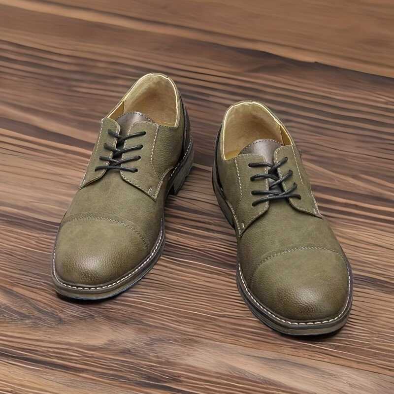 Men's Derby Shoes, PU Leather Lace-Up Front Outdoor Dress Shoes For Men ...