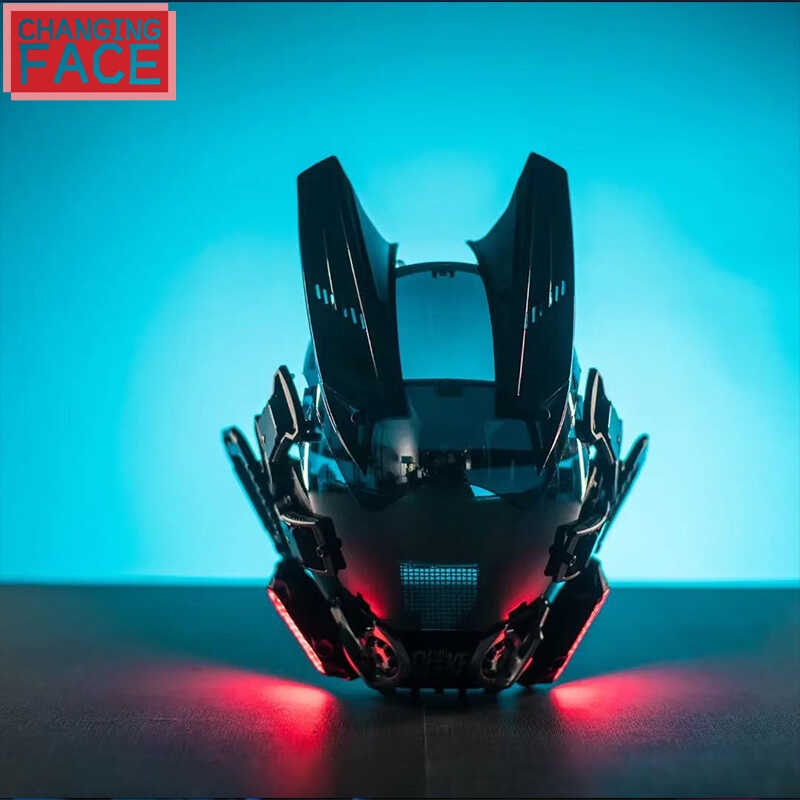Cyberpunk Mask Helmet Techwear Cosplay Bluetooth With Dynamic LED ...
