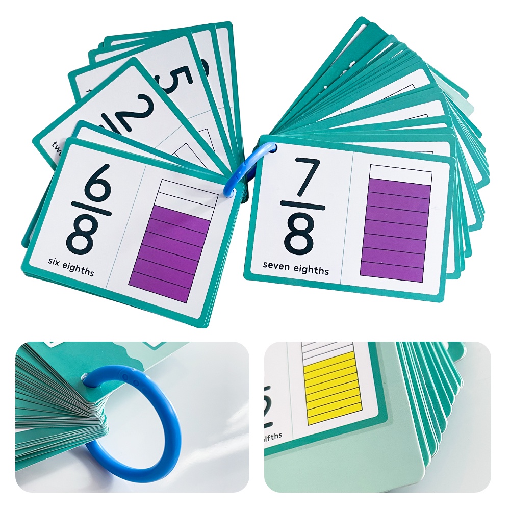 35Pcs Fraction Math Learning Cards Montessori 1-12 Fractions Flash ...