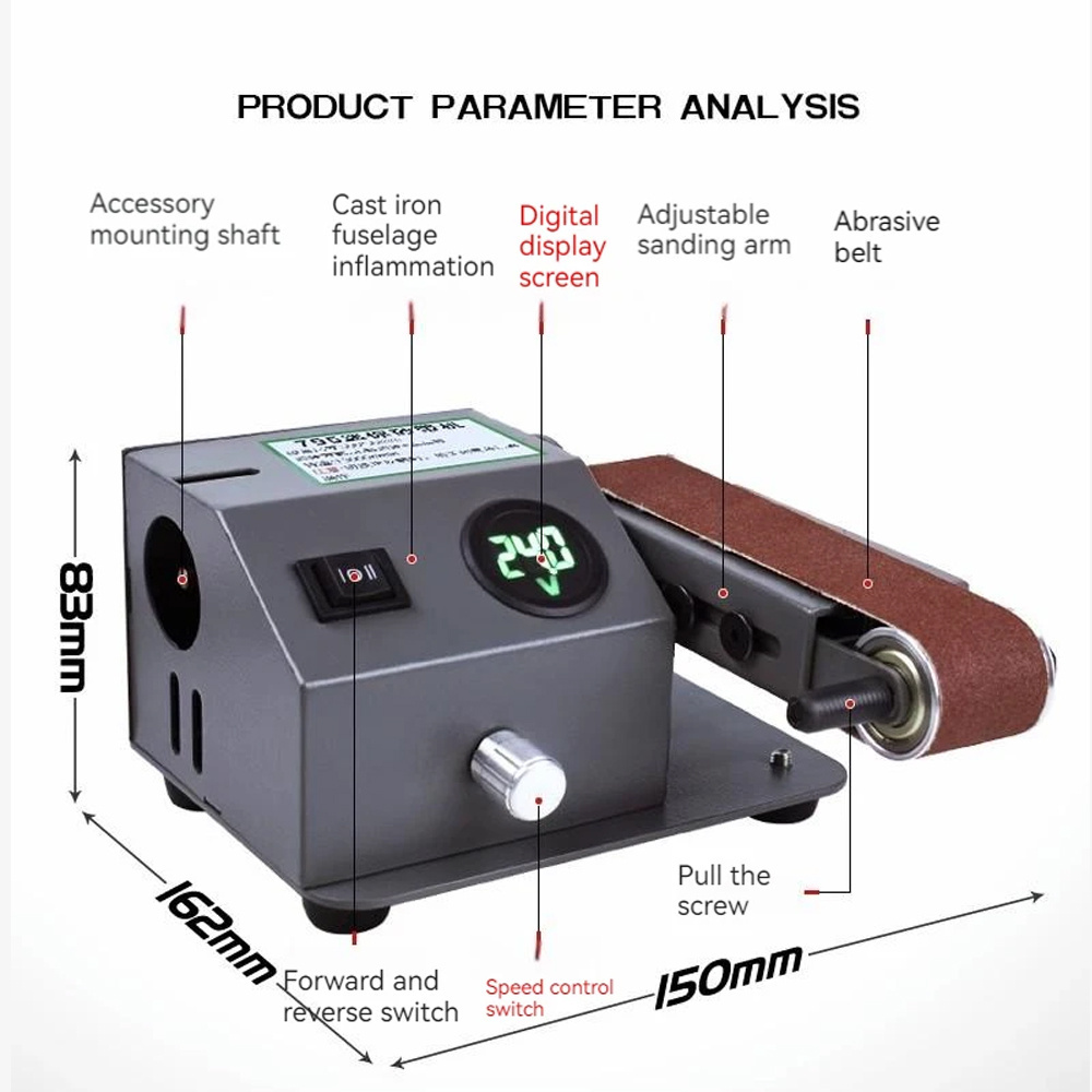 Vertical & Horizontal Belt Sander 350W Electric Water Abrasive Belt ...