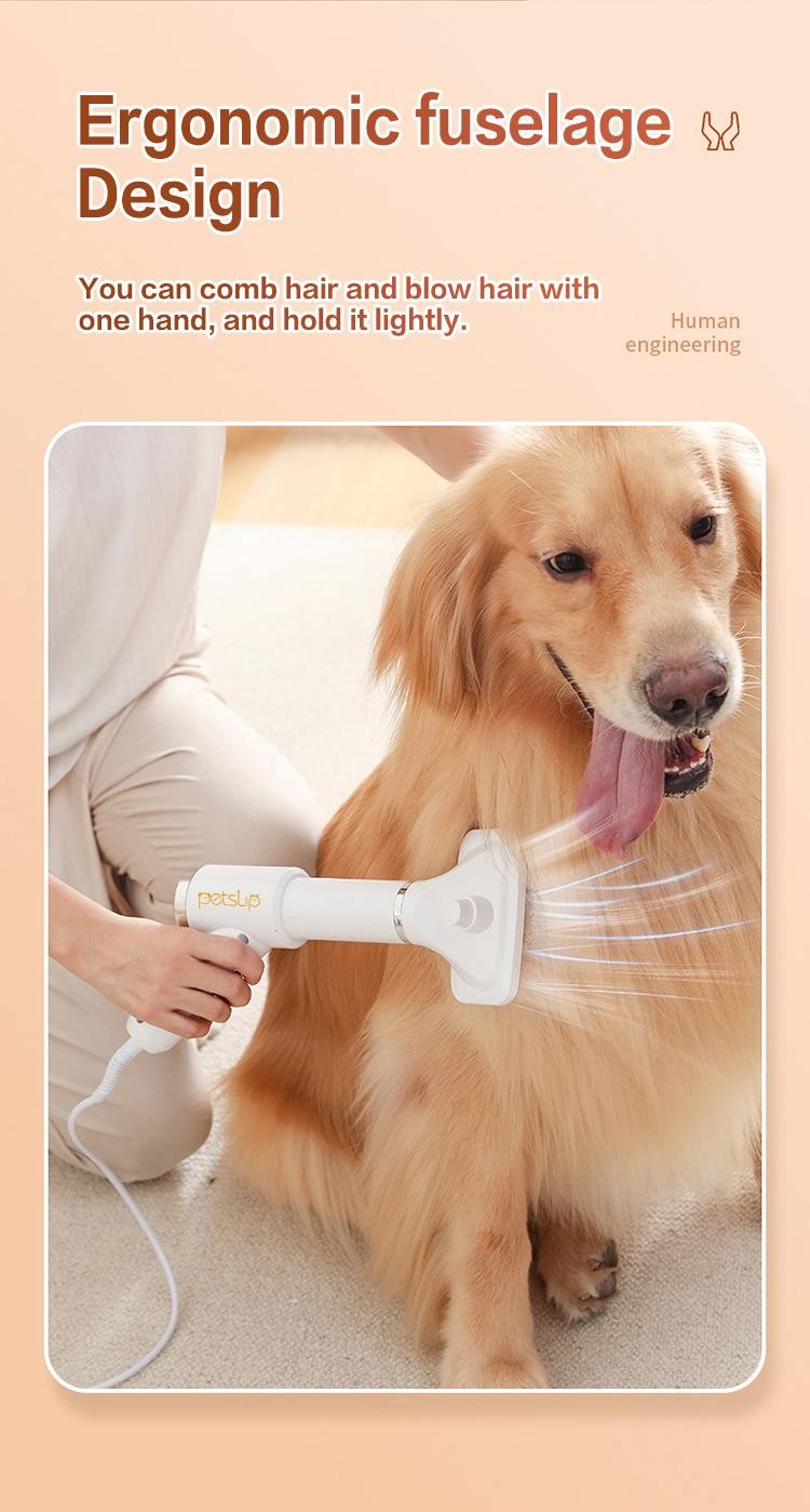 Petsup 3 in 1 Pet Hair Dryer Grooming Brush Quiet Fur Blower Detangling ...
