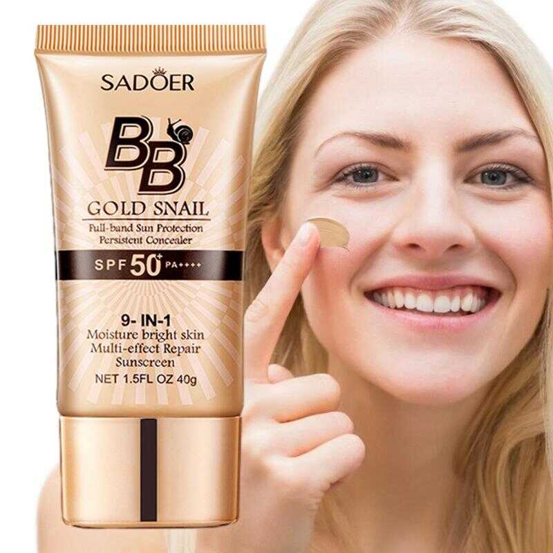 SPF50 Gold Snail Sunscreen Liquid Face Base Whitening BB Foundation ...