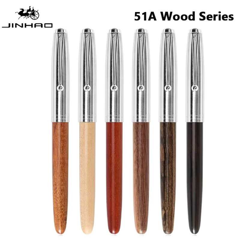 Jinhao 51A Fountain Pen Elegant Wooded Calligraphy Ink Pens Ef/F Nib Writing Ink Pens School ...