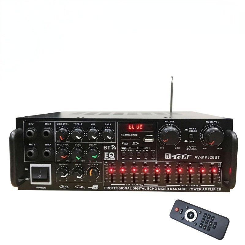 AV-999FM 220V 3000W Home Stereo Audio Amplifier Bluetooth 4CH EQ ...
