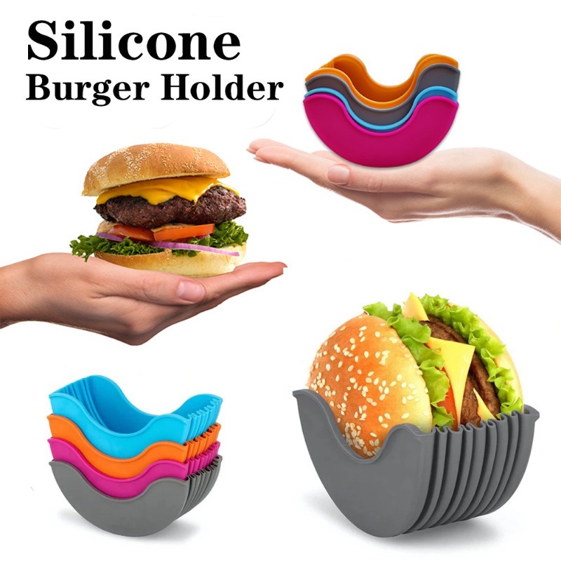 Burger Holder Reusable Anti-dirty Hands Silicone Burger Handle Clipper ...