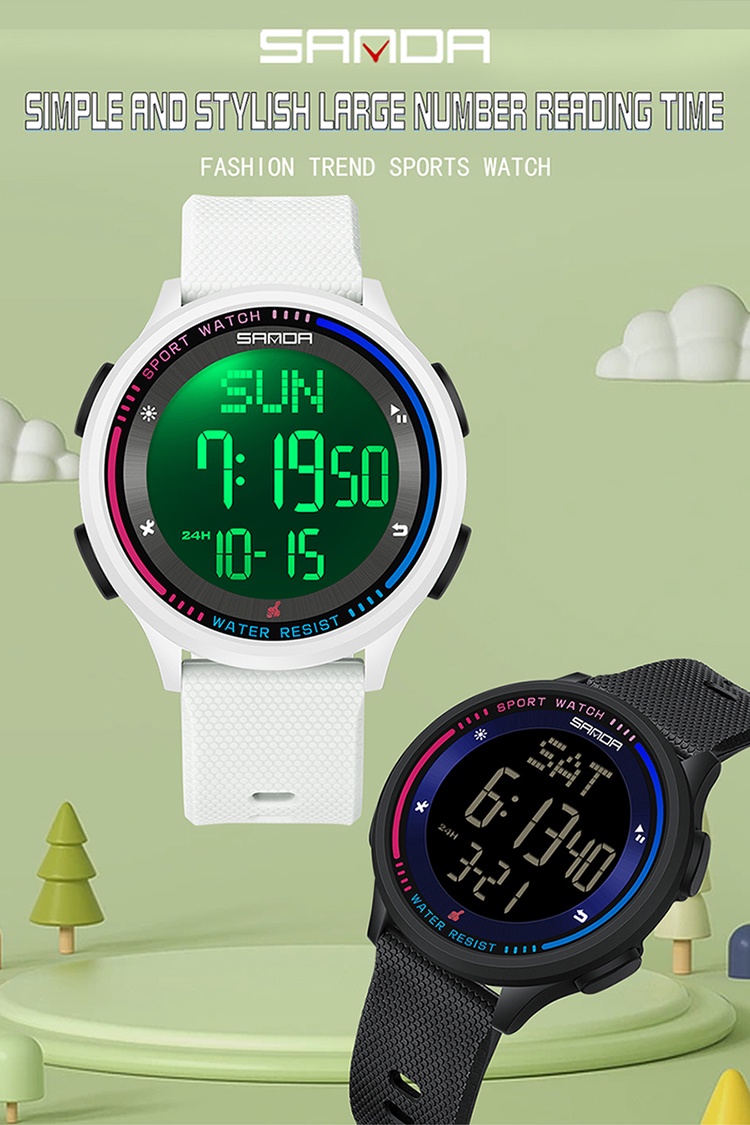 Sanda Colorful Simple Large Screen Fashion Trend Light and Thin Sports ...