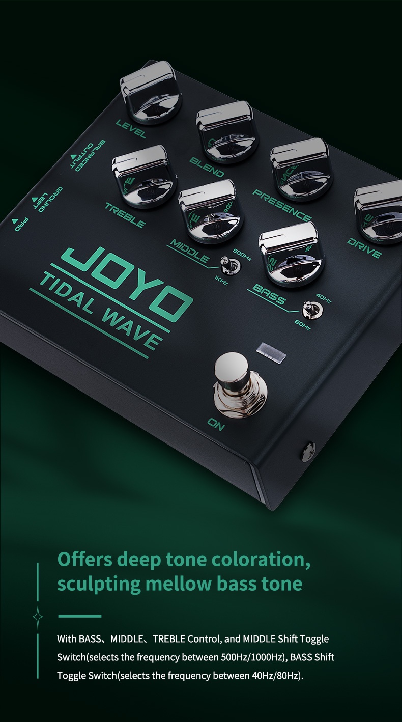 TIDAL WAVE by JOYO R-30: Bass Preamp Guitar Effect Pedal with 3-Band EQ ...