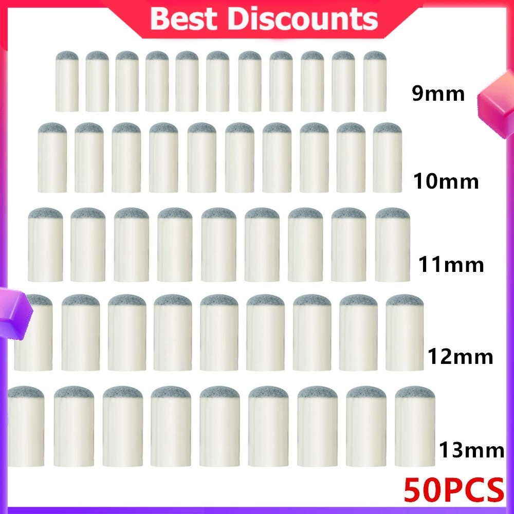 50pcs Plastic Grey Cue 9/10/11/12/13mm Billiards Cue Tips Pool Cue ...
