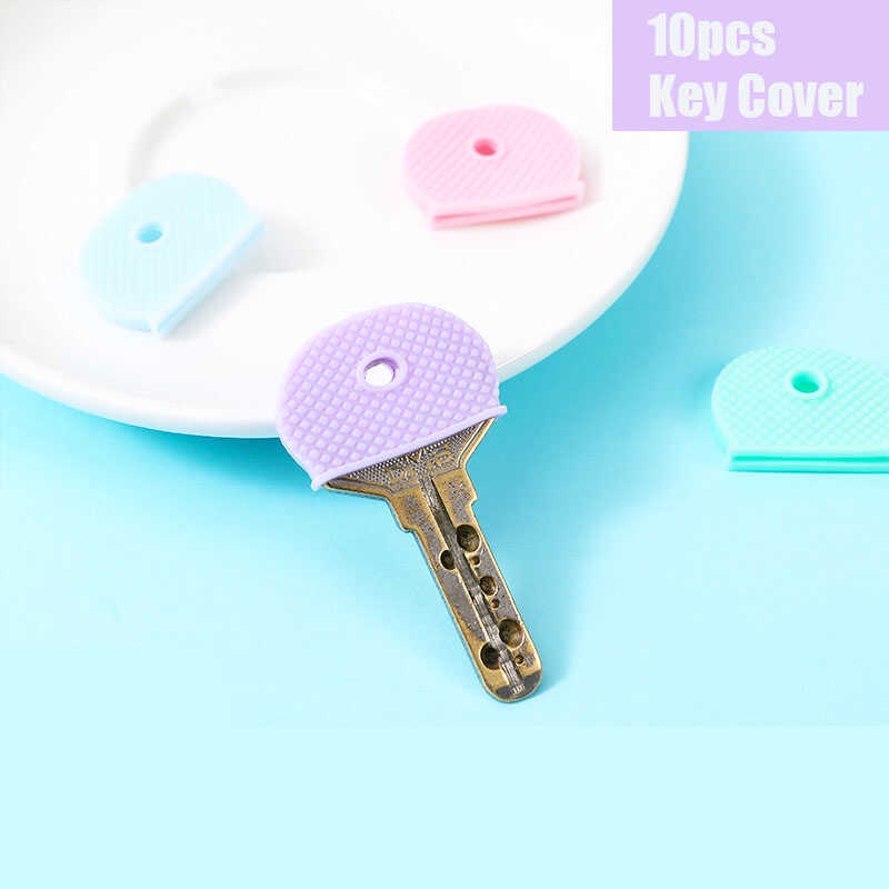 10pcs Silicone Elastic Key Cover Keychain Hollow Soft Key Locks Cover ...