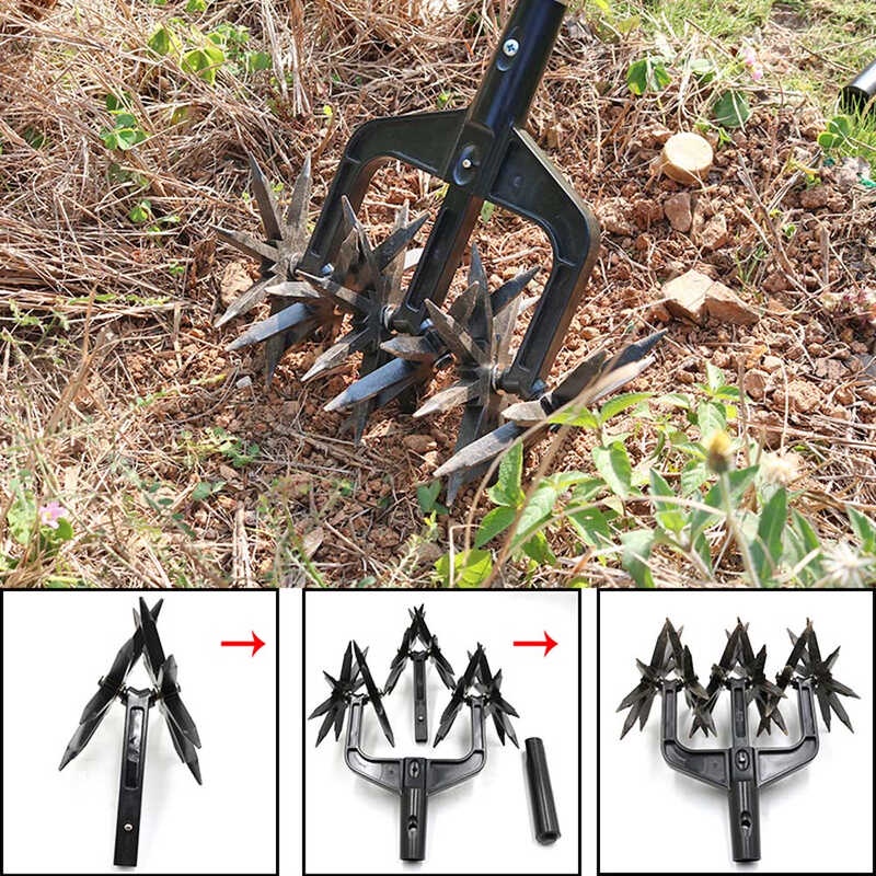 2-In-1 Rotary Cultivator Tool Garden Rotavator Soil Scarifier Turfing ...