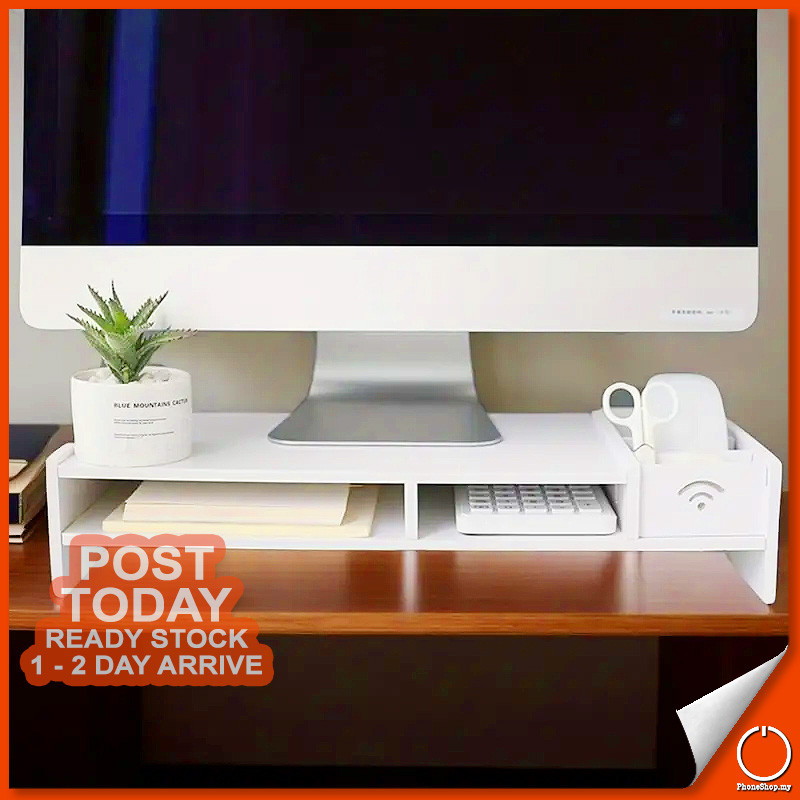SMART RISER Computer Monitor Screen Rack Stand Desktop Screen Riser Table Shelf Rak Komputer ...