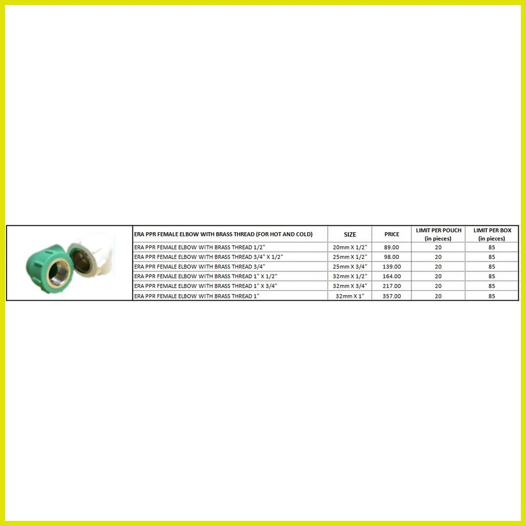 ⚾︎ ๑ ERA PPR FEMALE ELBOW WITH BRASS THREAD (FOR HOT AND COLD) - 1/2 ...