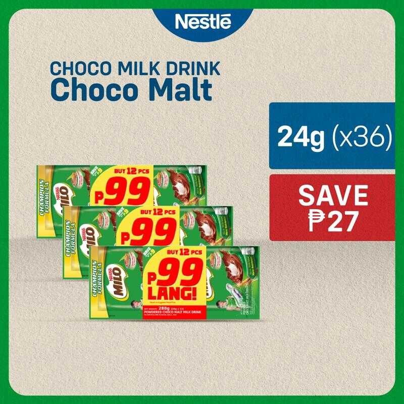 MILO Activ-Go Choco Malt Powdered Milk Drink 24G - Buy 36 For Only P347 ...
