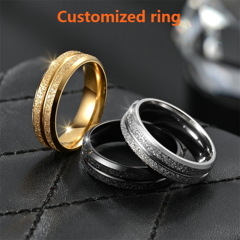 Customized Name Date Personalized Titanium Steel Ring Couple Ring ...