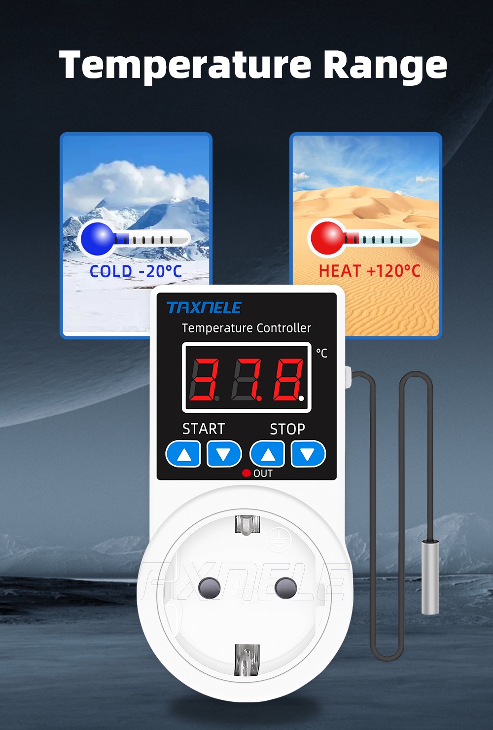 110v 220v Thermostat Digital Temperature Controller Ntc Sensor Probe Socket Plug Shopee