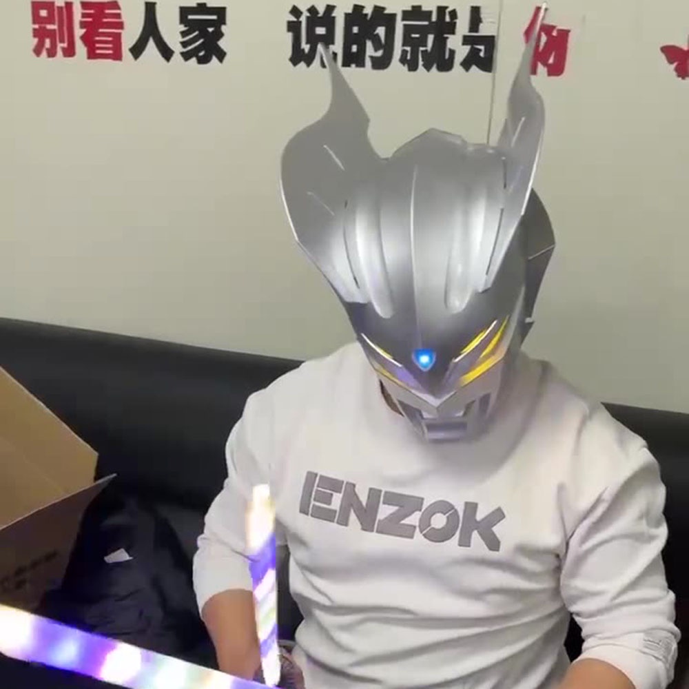 Luminous Ultraman Helmet Simulation Super Man Adults Ultraman Headwear ...