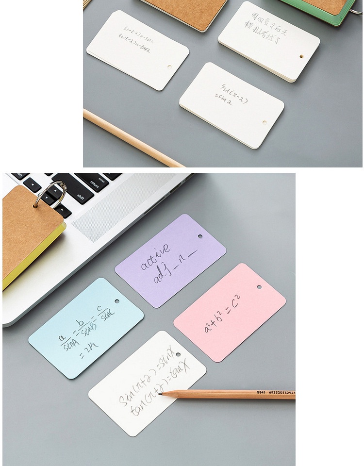 50 Pages Iron Ring Handwritten Memo Hard Blank English Word Card Loose ...