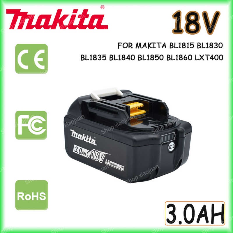 100% Original Makita 18V 3.0Ah Rechargeable Power Tools Battery with LED Li-ion Replacement LXT ...