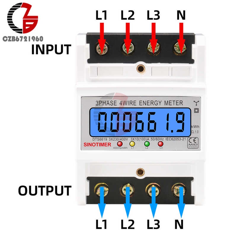 Din Rail 100A LCD Digital Display Multimeter Backlight Power Meter ...