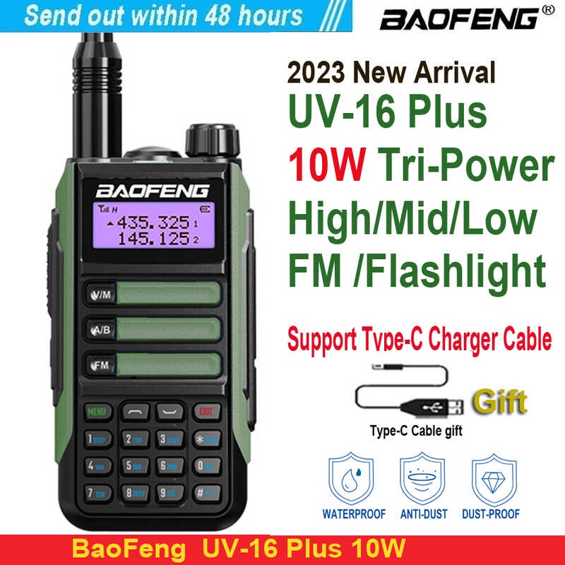 2023 Baofeng UV-16 Plus Pro Professional 10W Upgraded Of UV-5R Walkie Talkie IP68 Waterproof ...