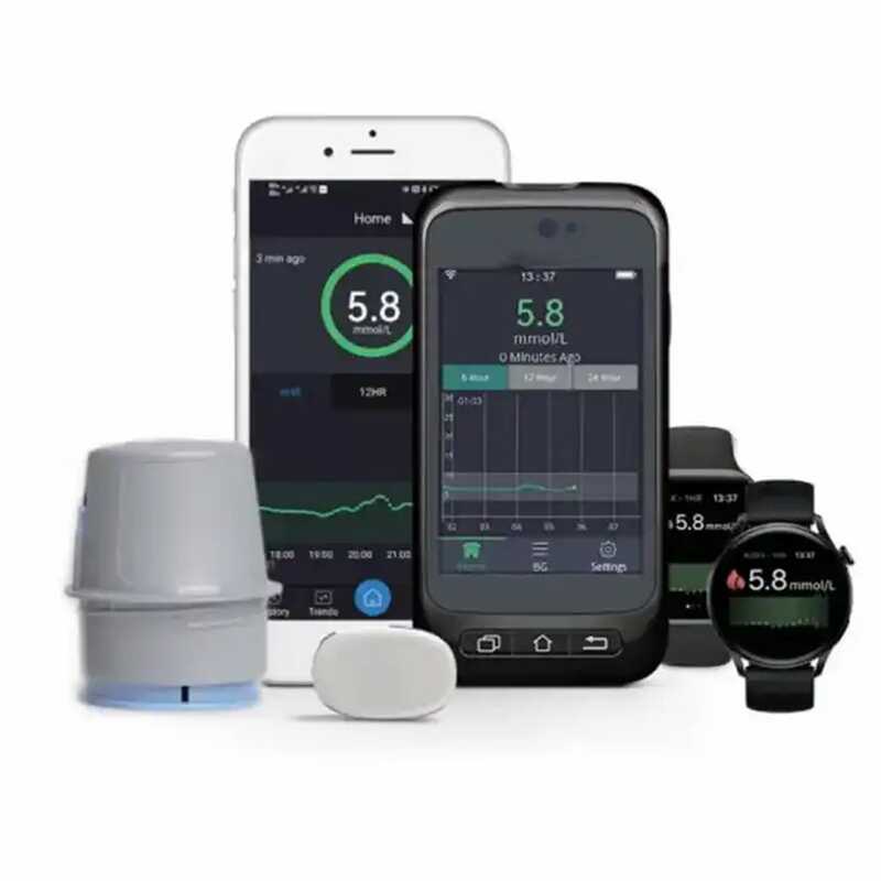 Diabetes Glucometer Kit Blood Sugar Test Strips Monitor Smart Watch Non ...