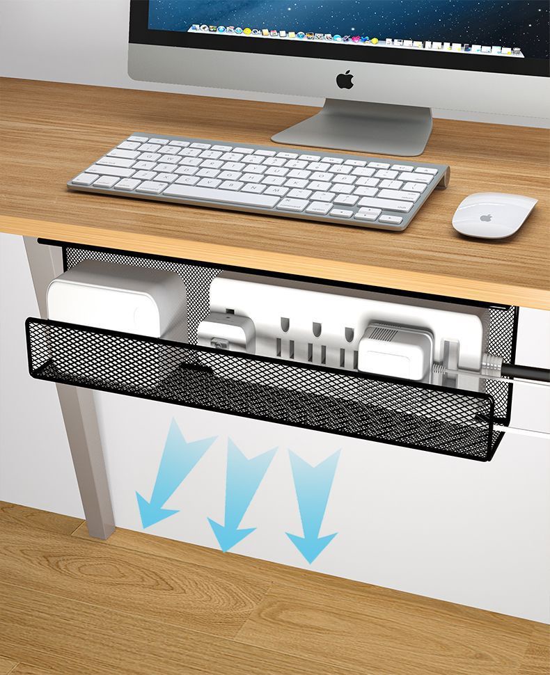 Under the Table Cord Manager Wire Storage Storage Box Computer Desk ...