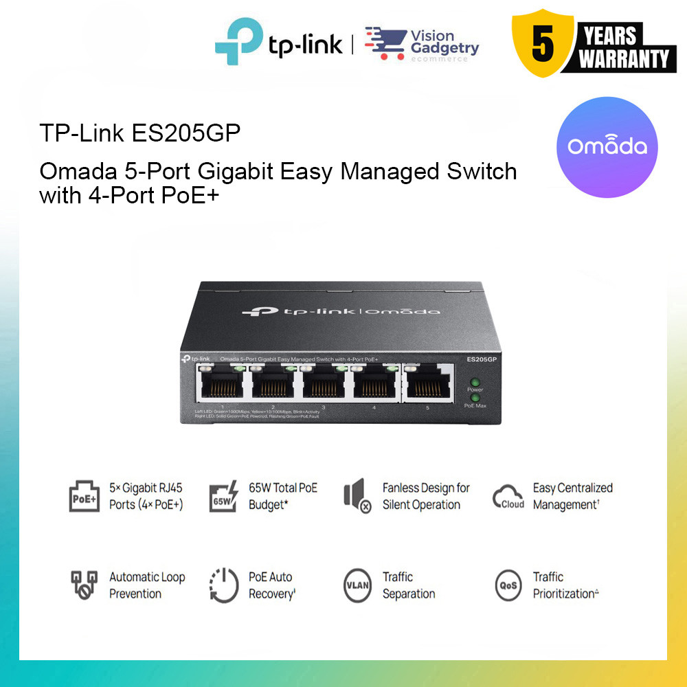 TP-Link ES205GP Omada 5-Port Gigabit Easy Managed Switch with 4-Port PoE+ | Shopee Philippines