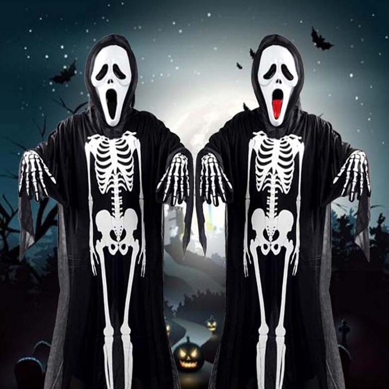 New Halloween Skeleton Ghost Cosplay Costume Fancy Dress Party Children ...