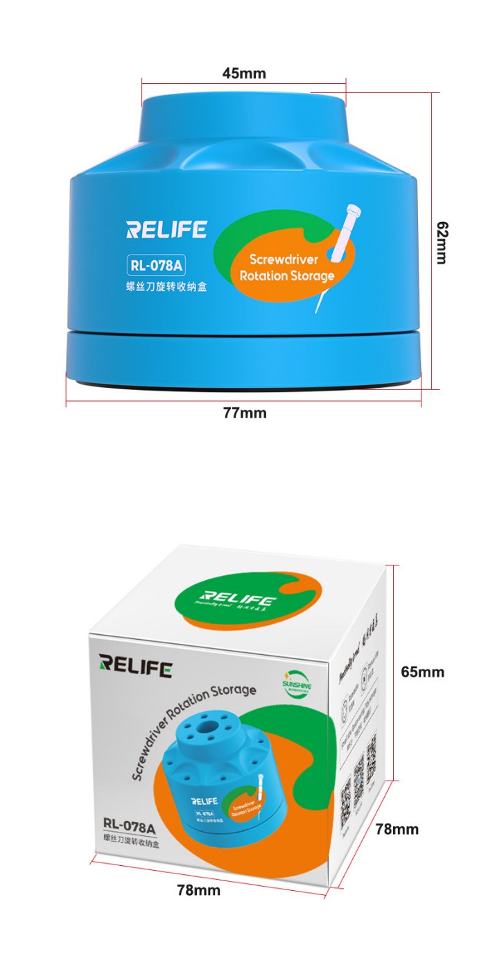 RELIFE RL-078A Screwdriver 360 Degree Rotating Maintenance Tools Storage Box Mobile Phone Repair ...