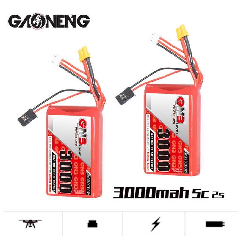 RC FPV Racing Drone Battery GNB 7.4V 3000mAh Lipo Battery For Futaba ...